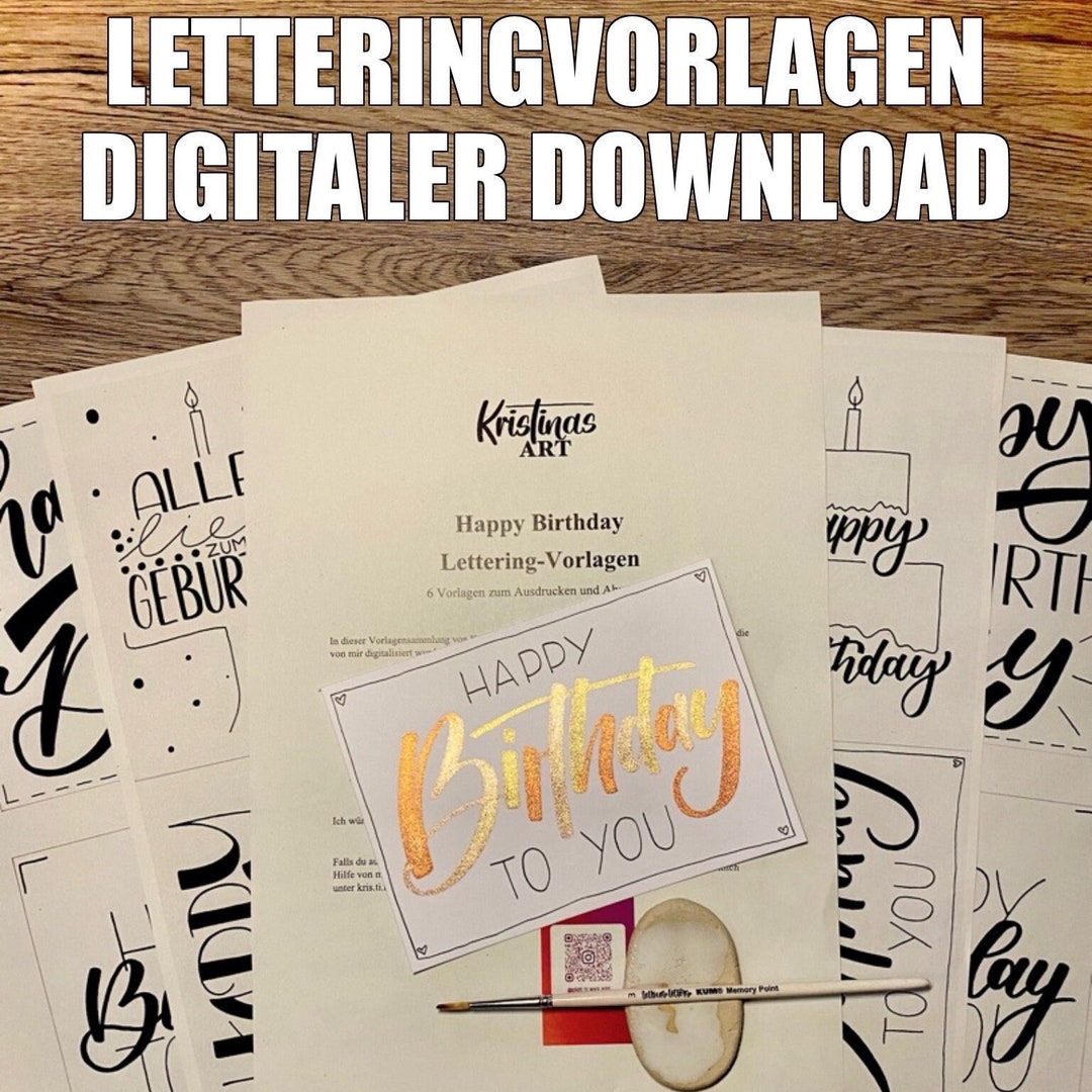 Birthday Card Hand Lettering Templates Digital Download - Etsy