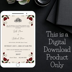 Floral Digital Muslim Wedding Invitation Template - Editable Electronic ...