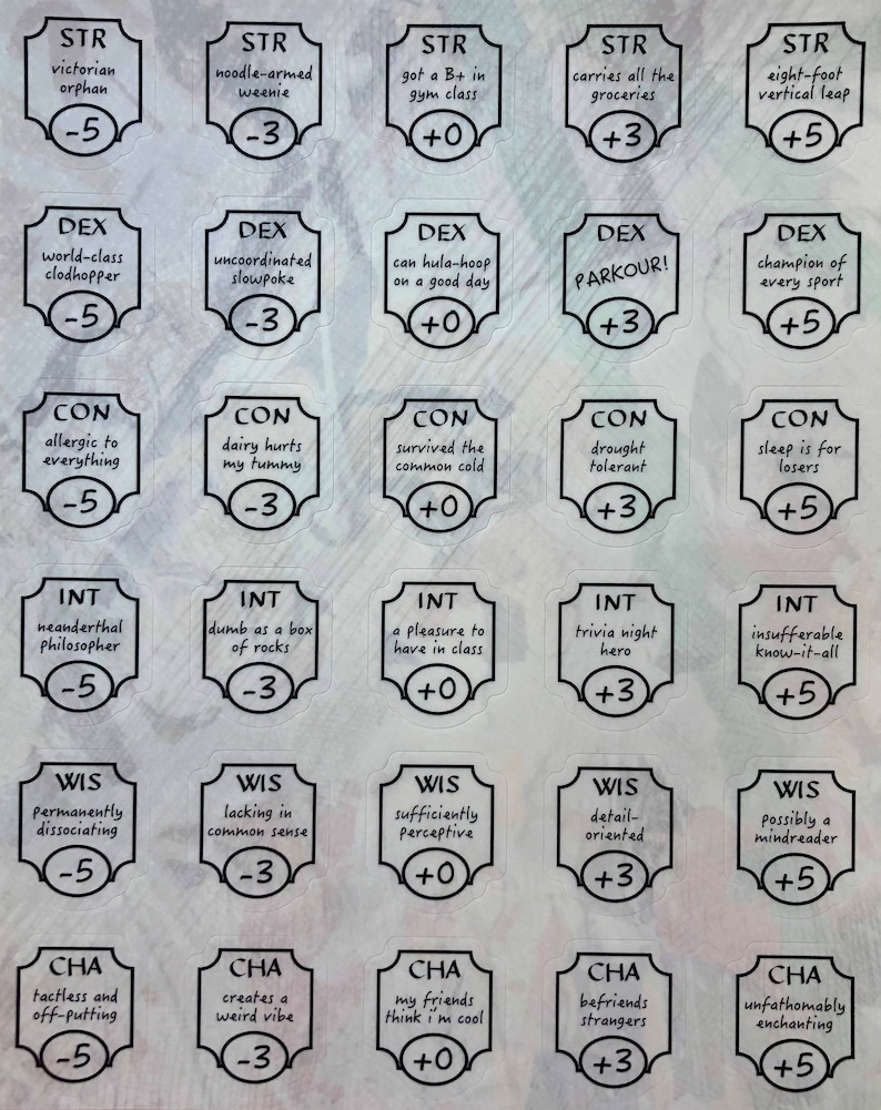 Full Set of MINI Dnd STAT STICKERS || Snarky and Sarcastic Stickers to ...