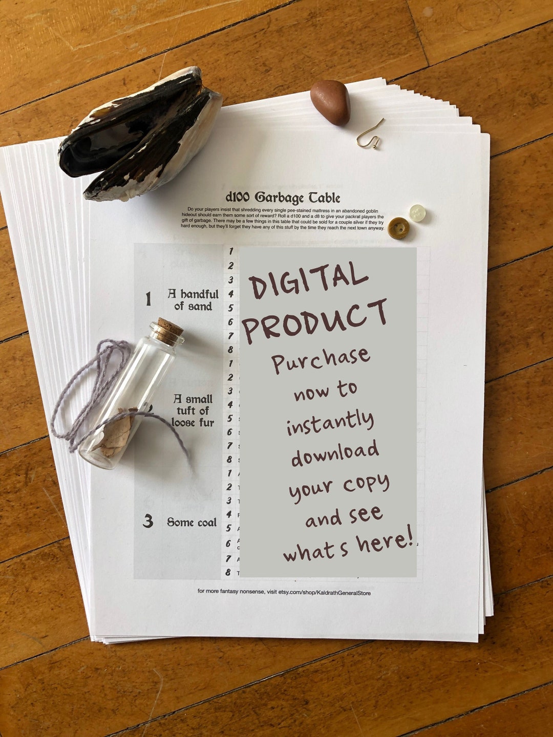 35 PAGES D100 Garbage Table Roll Chart an Alternative to the Trinket ...