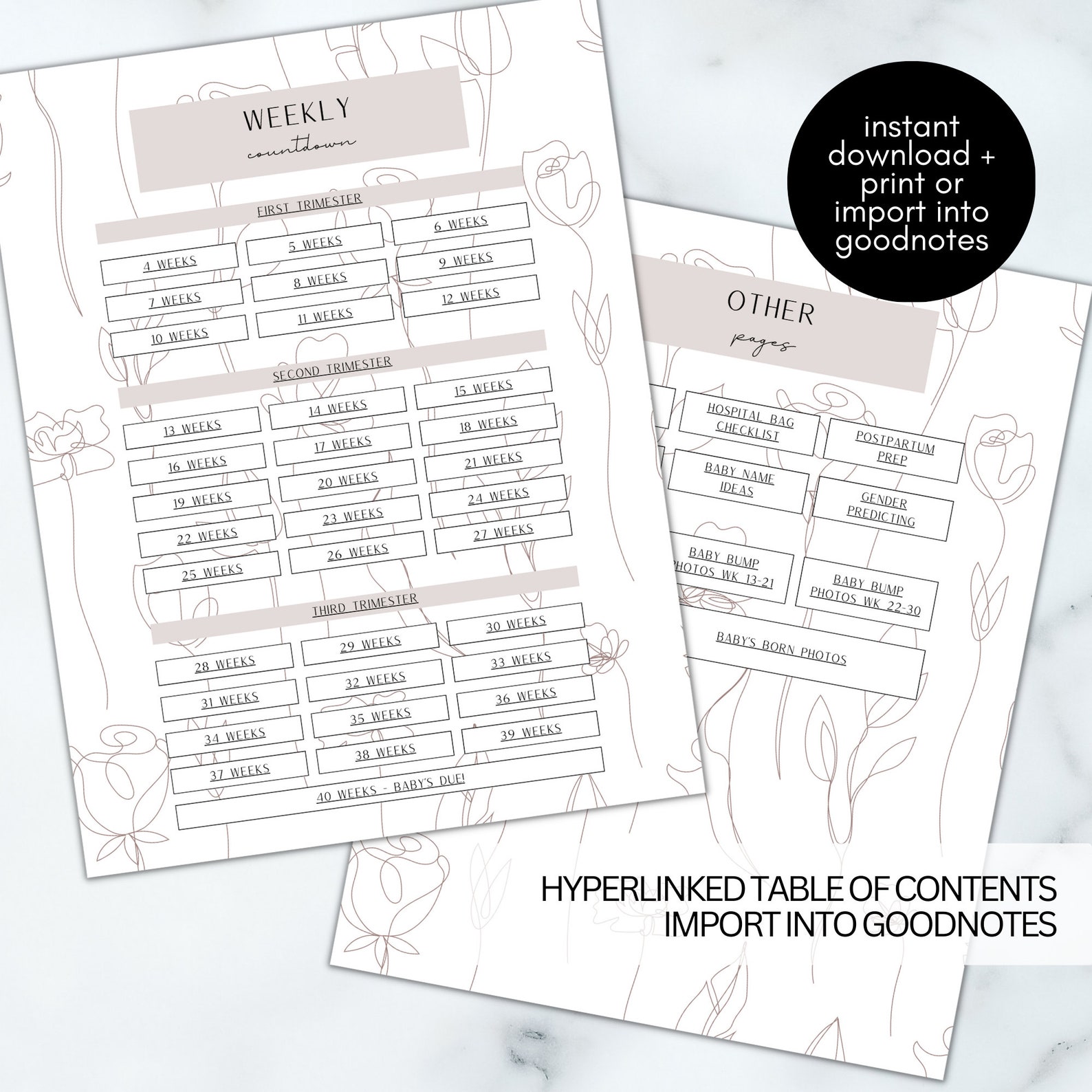 Digital Pregnancy Journal | Digital Pregnancy Planner | Goodnotes ...