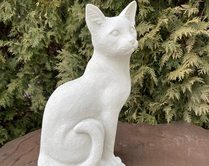 Large Concrete Cat Garden Statue Pet Memorial Sculpture 15.5 Tall ...