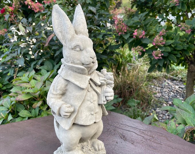 Rabbit Statue, Bunny Rabbit Figurine, Concrete Rabbit Garden Statue ...