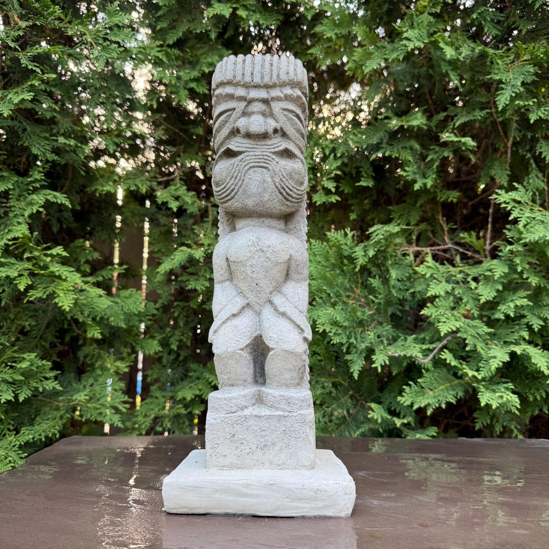 Polynesian Totem Pole Hawaii Tropical Home Decor 16.5" Concrete Mask ...
