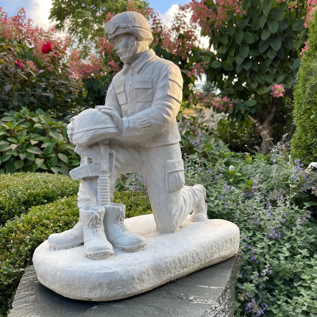 Concrete Army Kneeling Garden Statue Soldier Outdoor 19 - Etsy