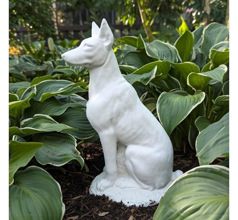 12 Inch Concrete Doberman Pinscher Garden Statue: Outdoor Dog Sculpture ...