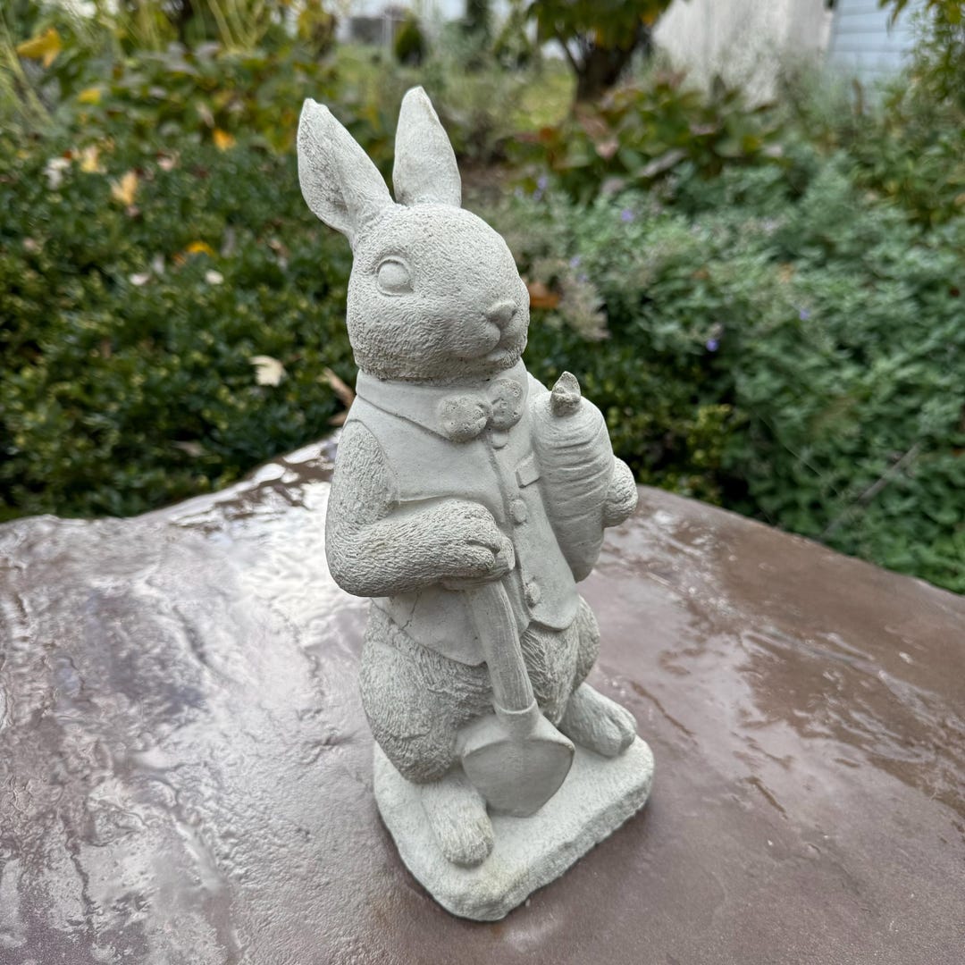 11” Peter Rabbit Garden Statue - Outdoor Concrete Bunny Figurine Lawn ...