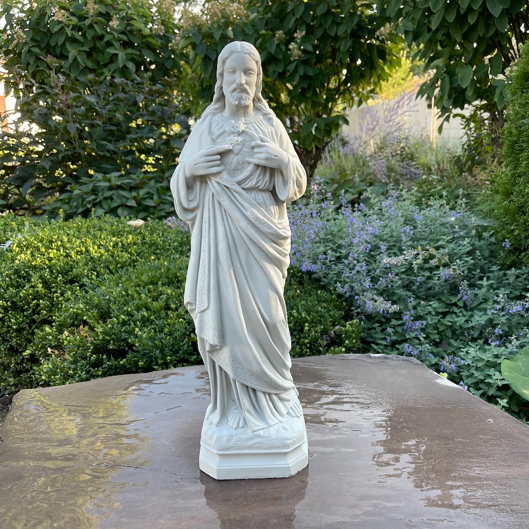 20 Concrete Outdoor Sacred Heart of Jesus Garden Statue Large Cement ...