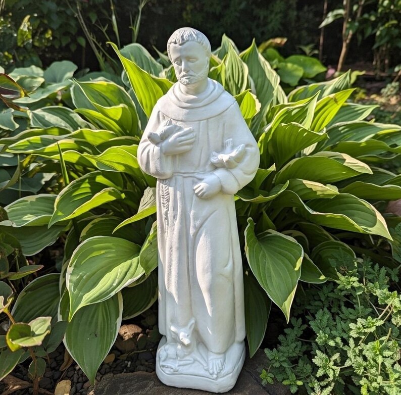 Large St Francis Assisi Religious Statue 24 Inch Concrete Garden ...