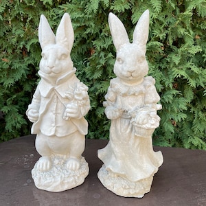 Large Peter Rabbit Garden Statue 17 Lily Bobtail Outdoor Stone Decor ...