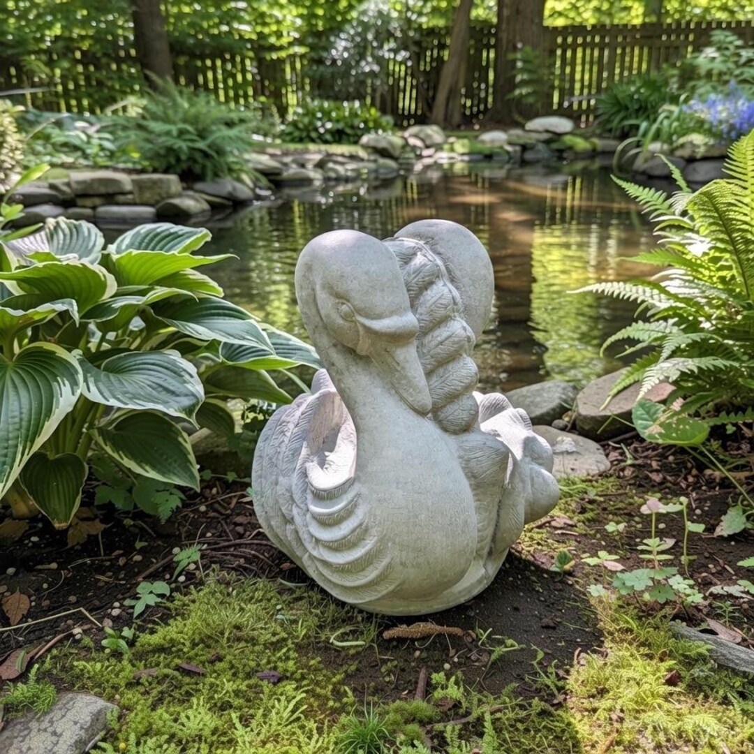 Concrete Swan Fountain Topper 10.5" Garden Water Spout Feature ...