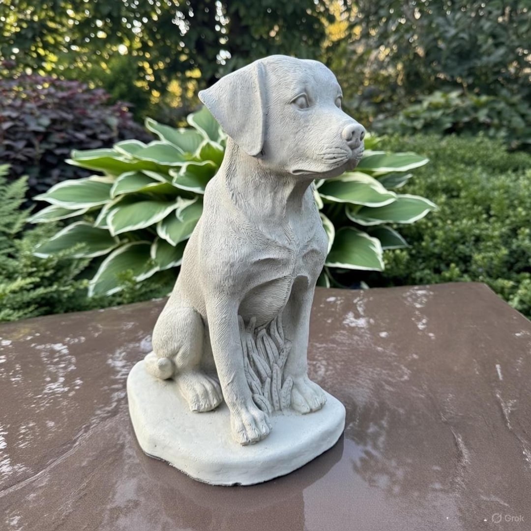 Large Concrete Labrador Garden Statue 14.5" Cement Dog Sculpture Yard ...