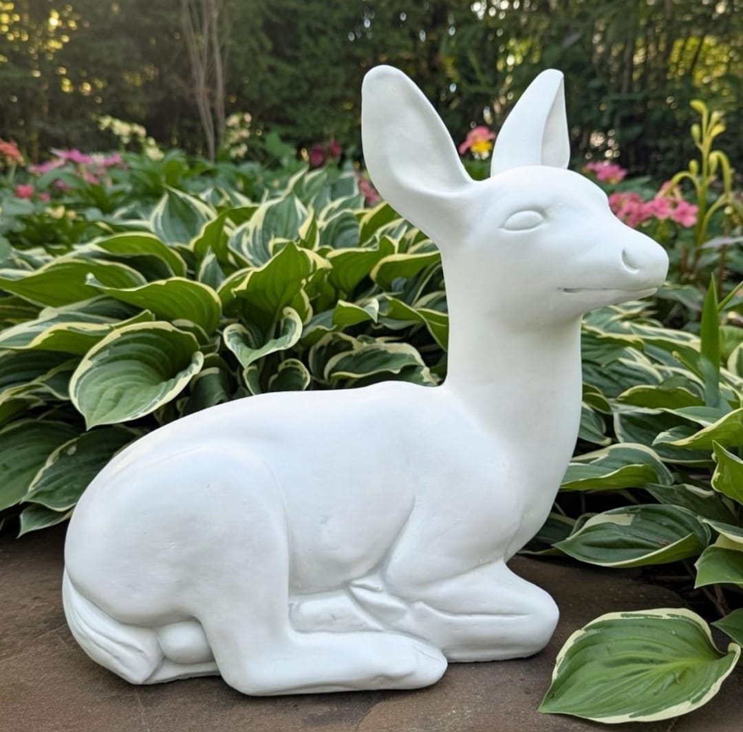Concrete Deer Statue 15 Inch Garden Sculpture Wildlife Lawn Art Yard ...