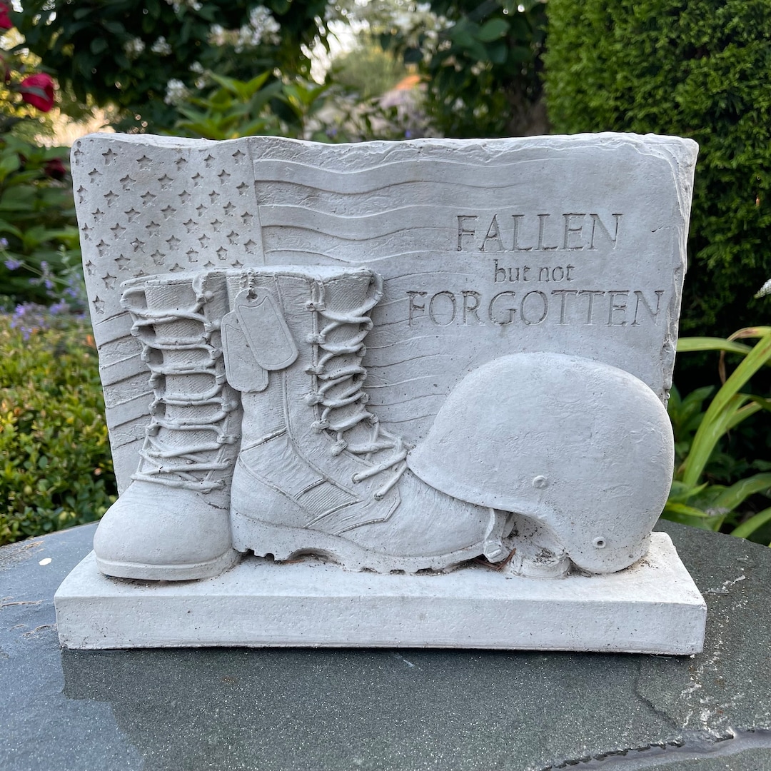 12" Concrete Military Garden Statue Lawn Ornament Outdoor Fallen but ...