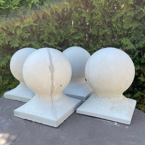 11 Concrete Pier Cap Set of Four Sphere Finial Garden Globe Outdoor ...