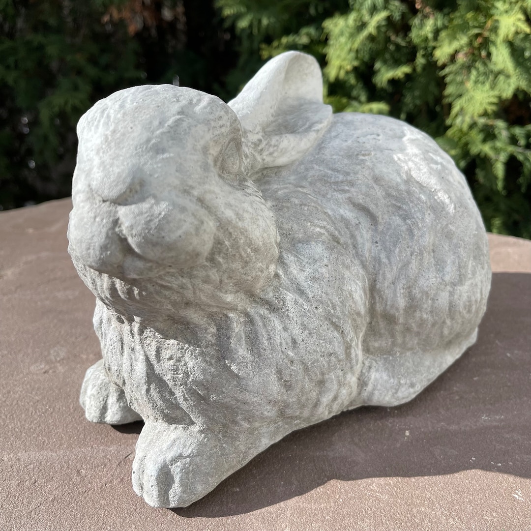 Concrete Rabbit Garden Statue 11" Modern Bunny Sculpture Outdoor Yard ...