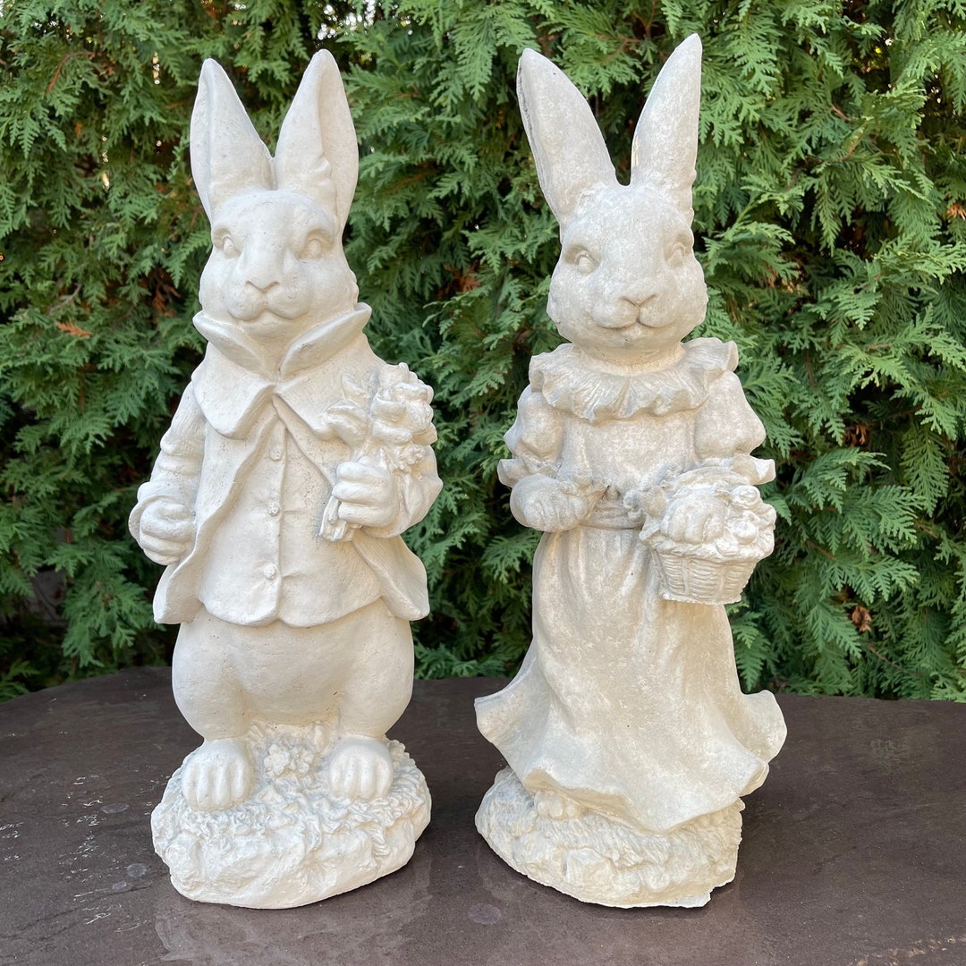 Large Peter Rabbit Garden Statue 17 Lily Bobtail Outdoor Stone Decor ...