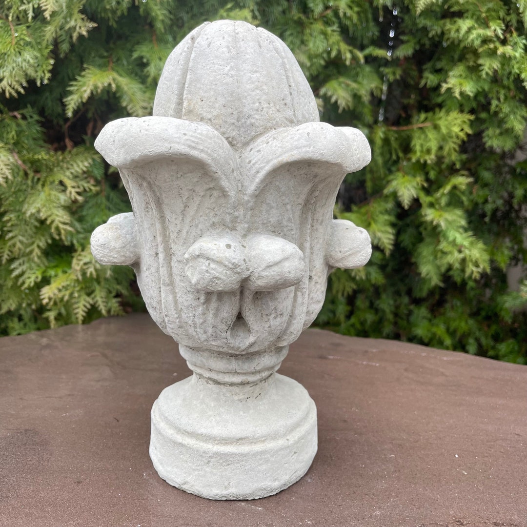 11" Tulip Flower Finial Foutain Top Decor Concrete Statue Outdoor ...