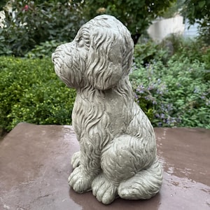 15” Large Cockapoo Garden Statue - Sitting Concrete Dog Decor, Memorial ...