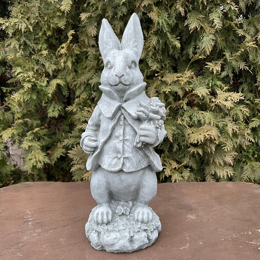 17” Large Painted Concrete Peter Rabbit Garden Statue - Beatrix Potter ...