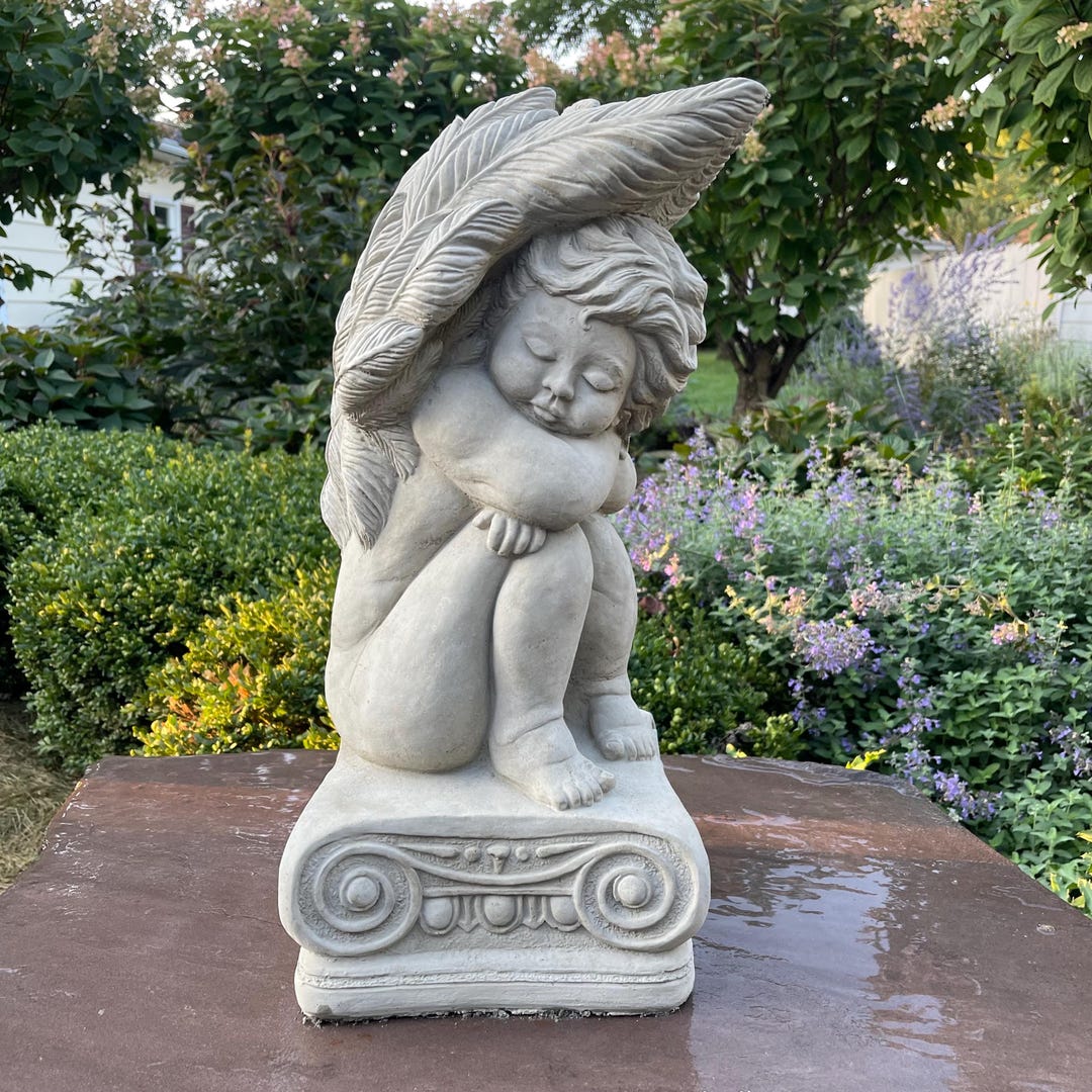 20 Large Concrete Angel Statue Sitting Cherub Garden Sculpture Outdoor ...