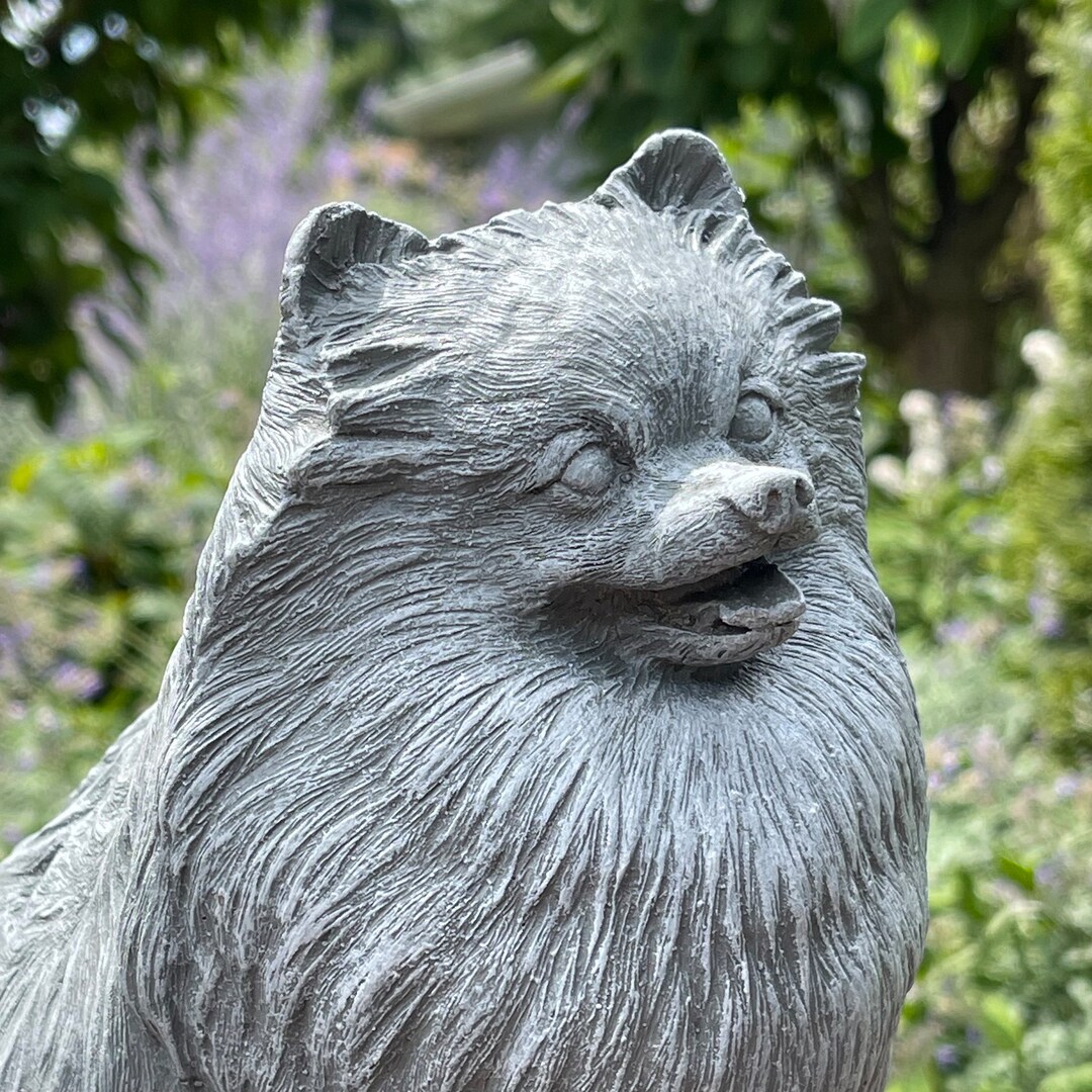 10 Concrete Pomeranian Garden Statue Dog Figurine Outdoor Cement ...