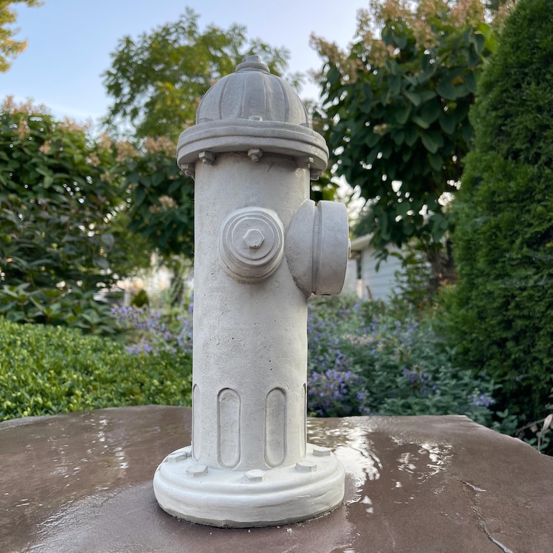 Concrete Fire Hydrant Garden Statue 14" Dog Lawn Ornament Memorial Yard ...