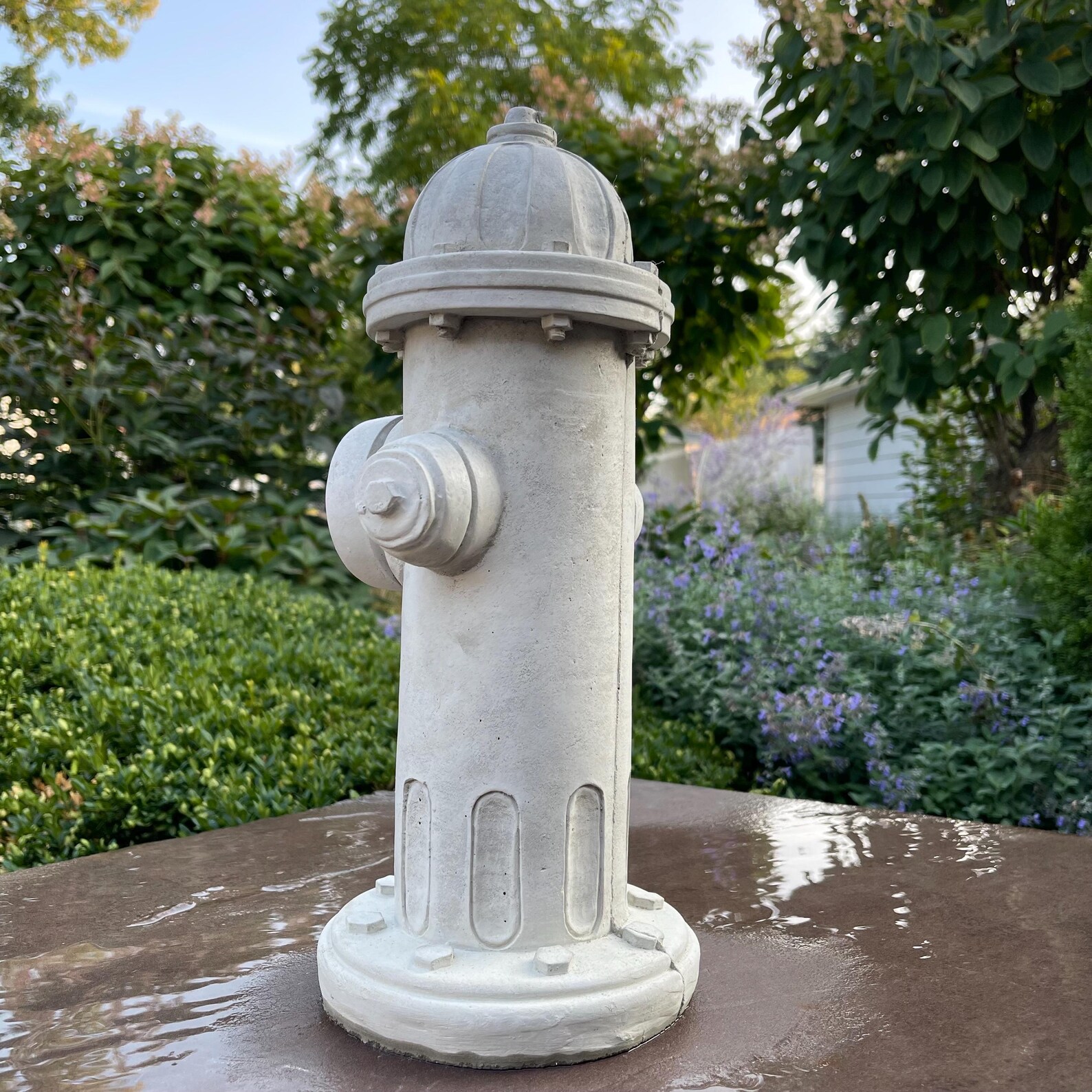 Concrete Fire Hydrant Garden Statue 14" Dog Lawn Ornament Memorial Yard ...