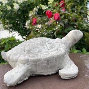 Concrete Sea Turtle Statue: 15" Large Outdoor Garden Sculpture ...