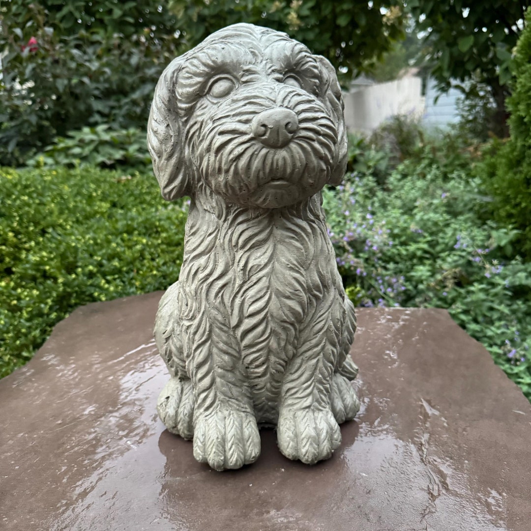 15 Concrete Cockapoo Garden Statue Outdoor Memorial Decor Handcrafted ...