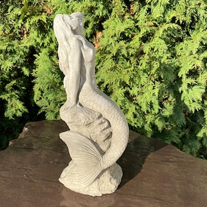 15 Concrete Mermaid Garden Statue Sitting Outdoor Sculpture Figurine ...