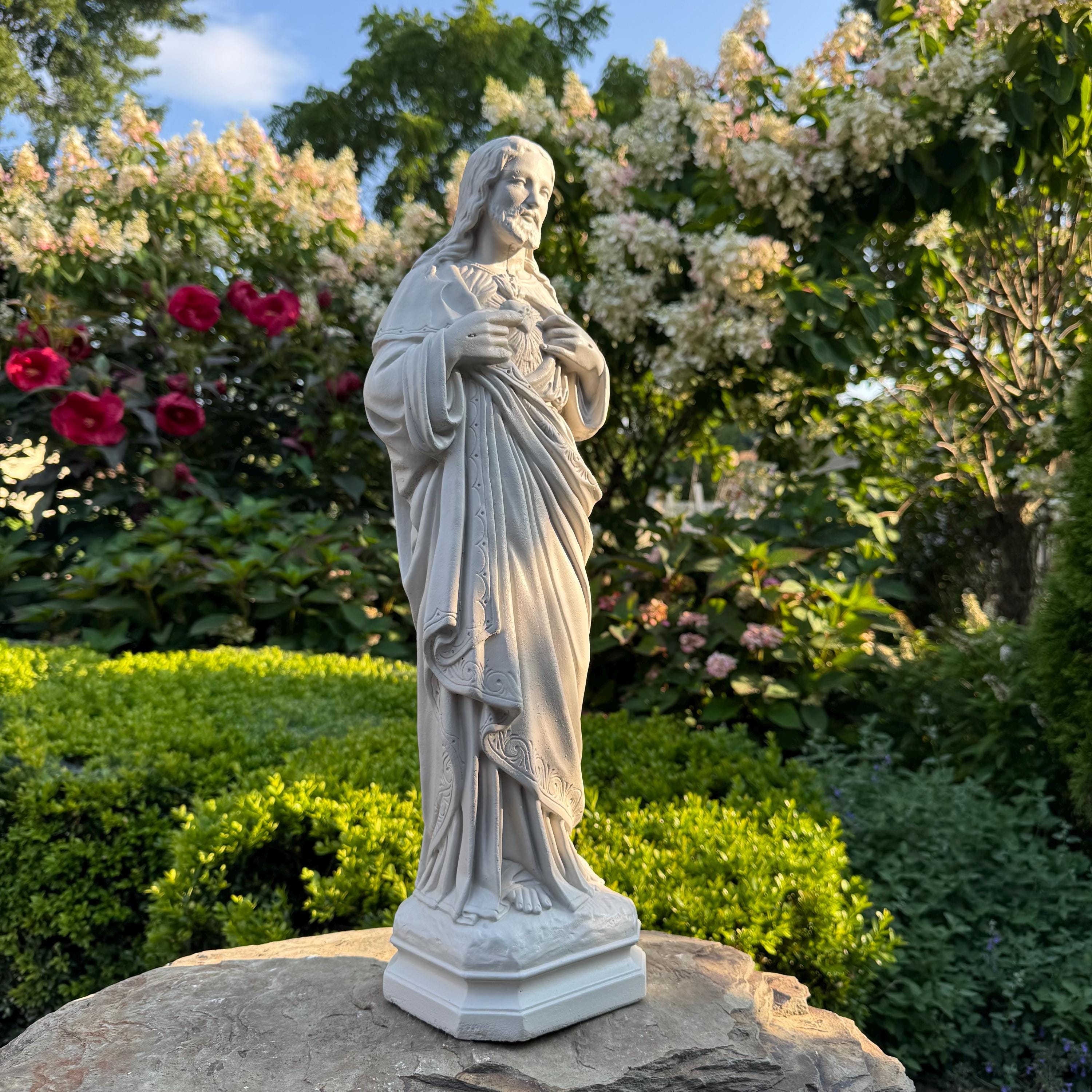 Handmade Concrete Jesus Garden Statue, Large Religious Sculpture (20 ...