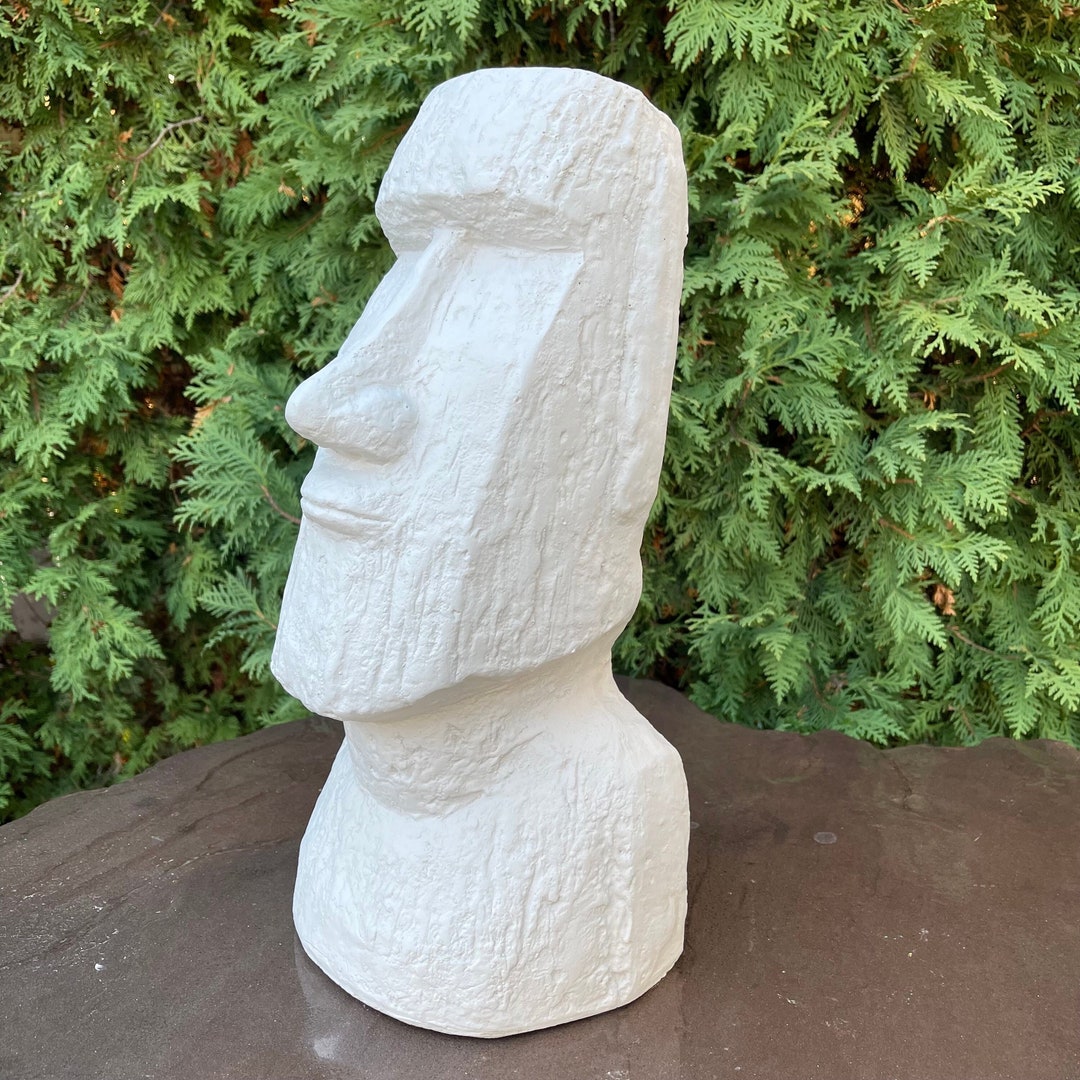 Concrete Moai Garden Statue Large 16 Easter Island Cement Tiki Man Head ...