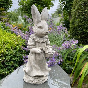Large Peter Rabbit Garden Statue 17 Lily Bobtail Outdoor Stone Decor ...