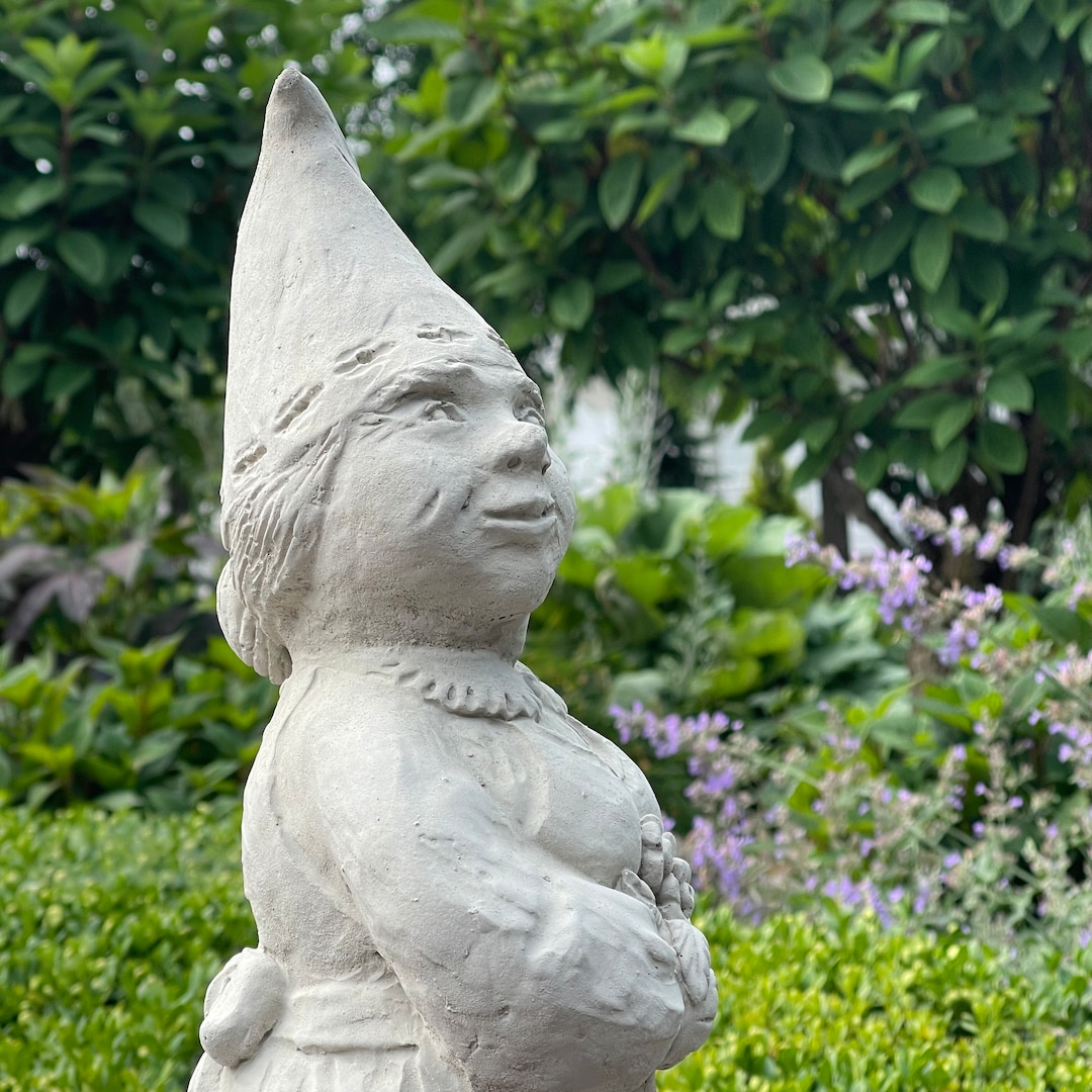 15 Large Concrete Female Garden Gnome Statue Whimsical Outdoor Decor ...