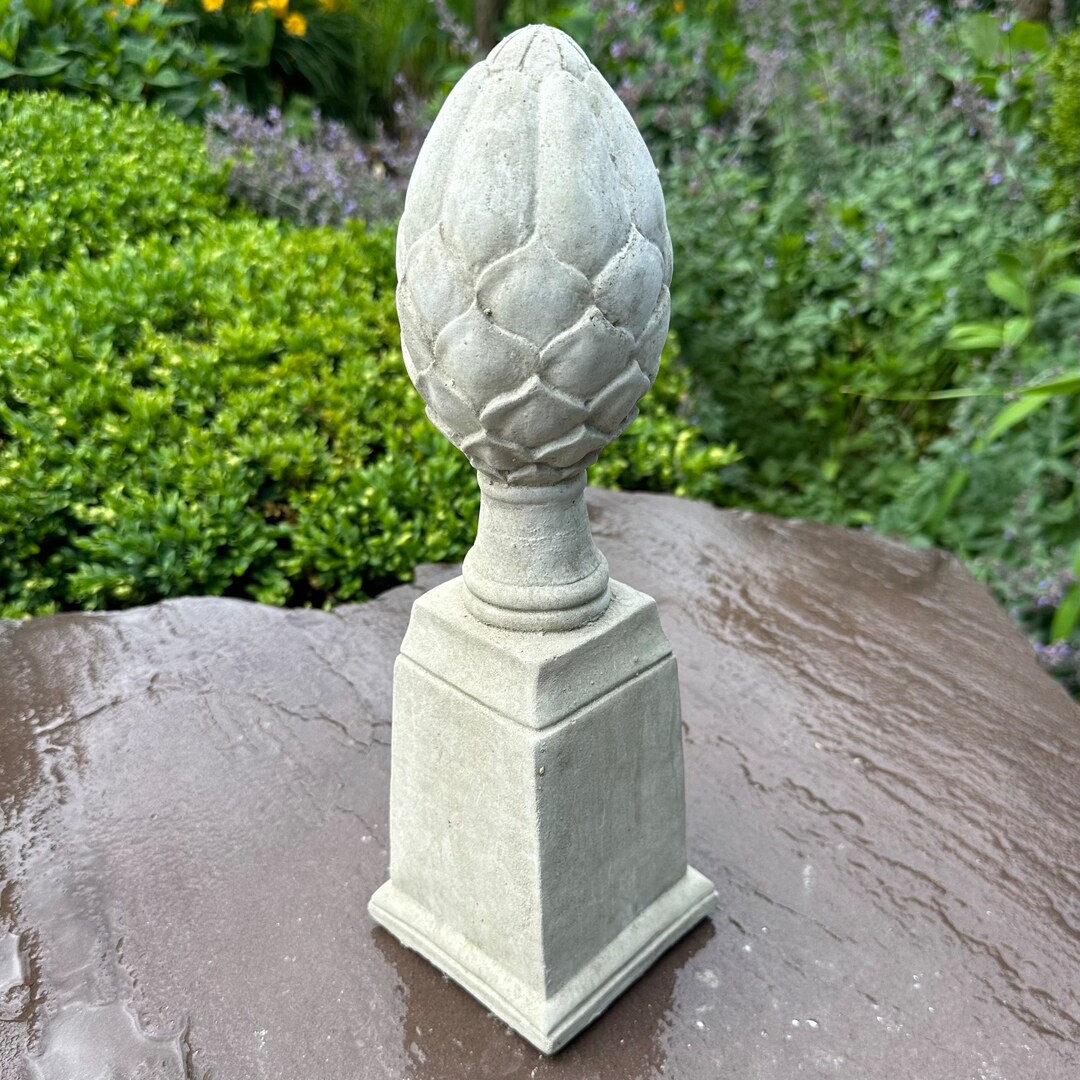 Artichoke Finial Statue 14 Inch Concrete Garden Sculpture Decorative ...