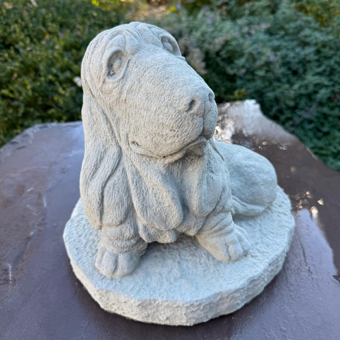 12 Large Concrete Basset Hound Garden Statue Outdoor Cement Dog ...