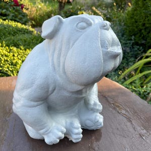 12” Bulldog Gift - Concrete Garden Statue - Outdoor English Dog ...