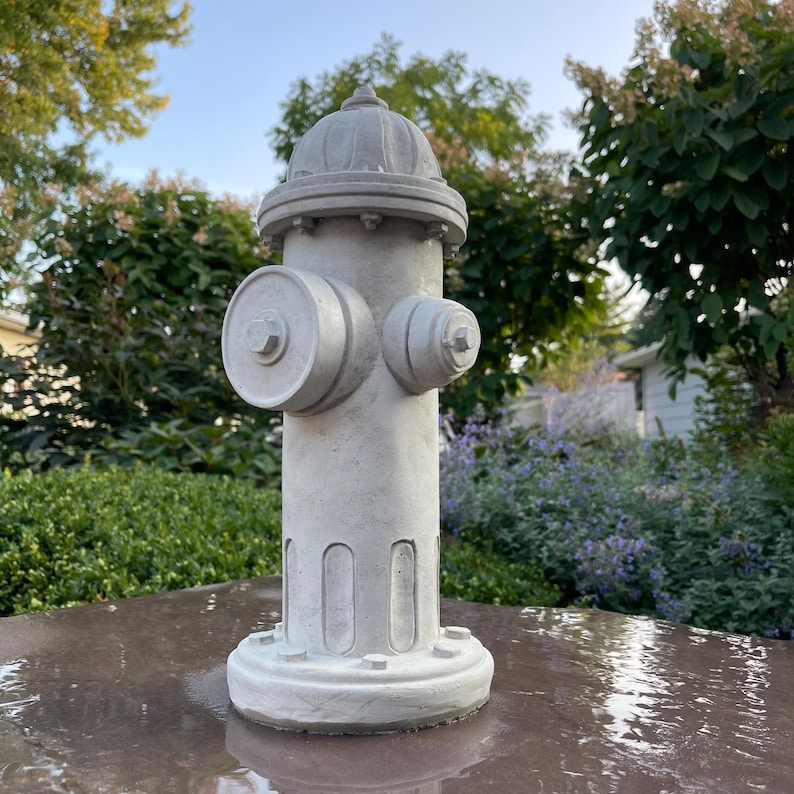 Concrete Fire Hydrant Garden Statue 14" Dog Lawn Ornament Memorial Yard ...