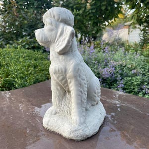 10.5 Concrete Poodle Statue Sitting Dog Figurine Outdoor Garden ...