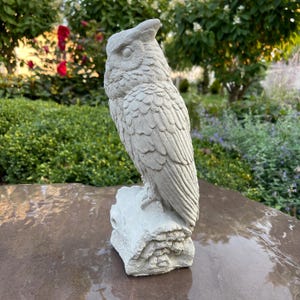 12 Concrete Owl Garden Statue Outdoor Bird Decor Gift Sculpture for ...