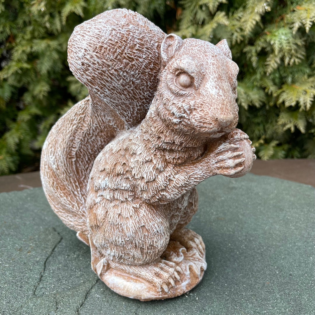 Concrete Squirrel Garden Statue 9 Large Painted Outdoor Chipmunk Yard Sculpture Decor Lawn ...