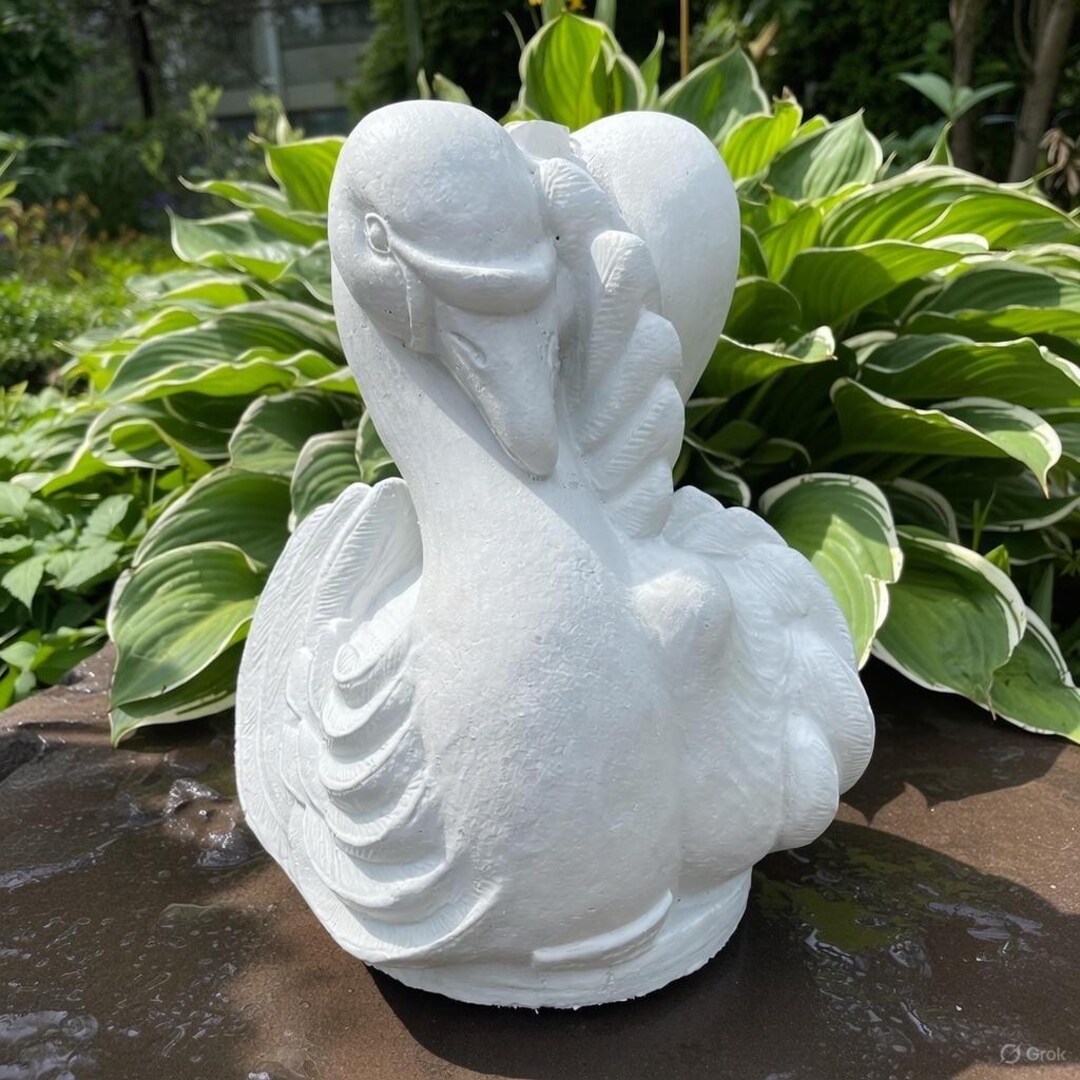 Concrete Swan Fountain Topper 10.5" Garden Water Spout Feature ...