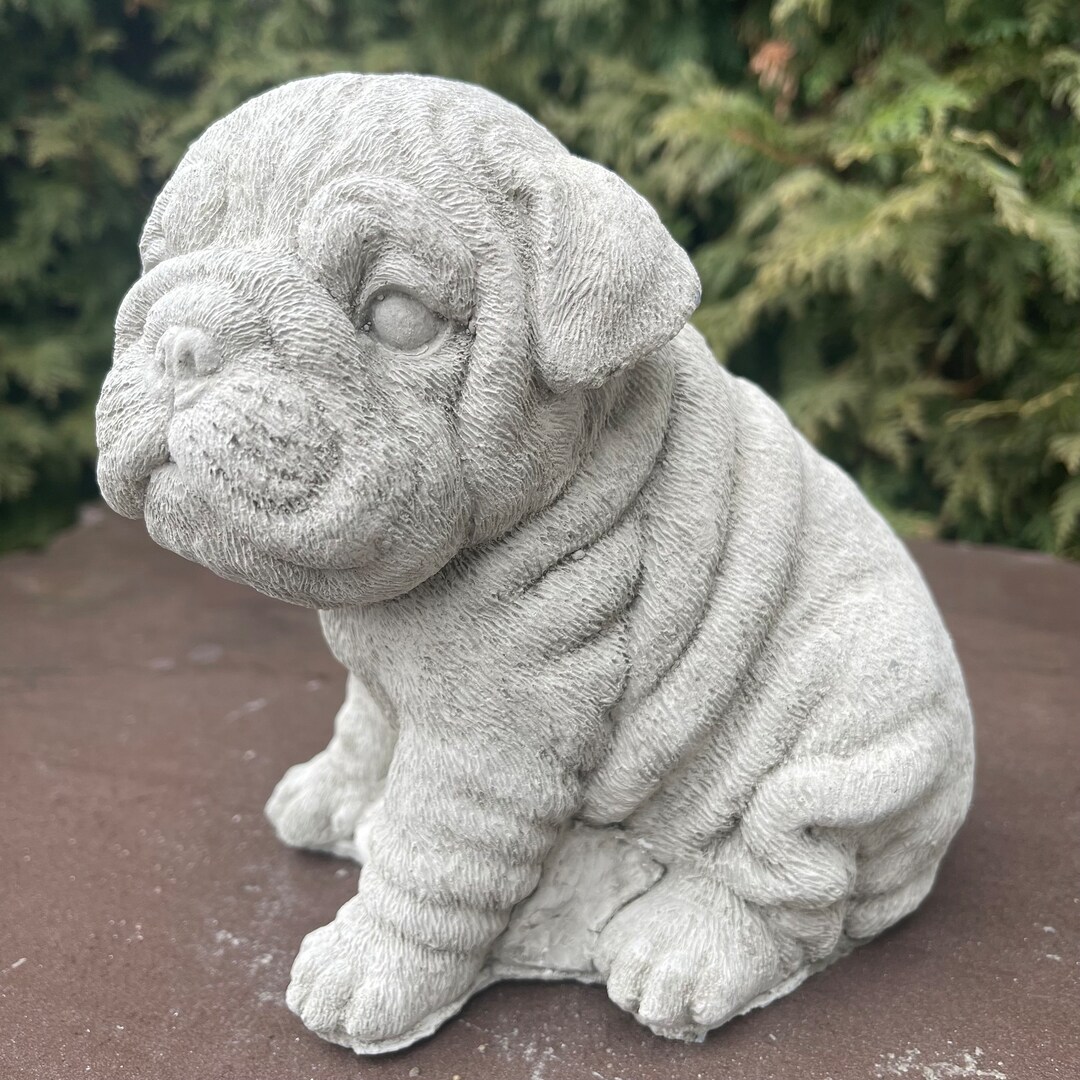 Concrete Shar Pei Garden Statue for Outdoor 6.5 Cement Dog Lawn ...