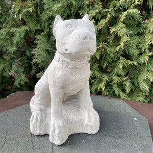 Concrete Pitbull Garden Statue 12.5" Outdoor Dog Sculpture Yard Art ...