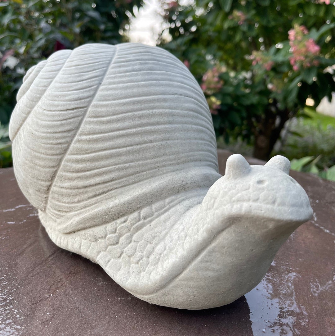 14” Large Snail Garden Statue- Concrete Animal Sculpture for Outdoor ...