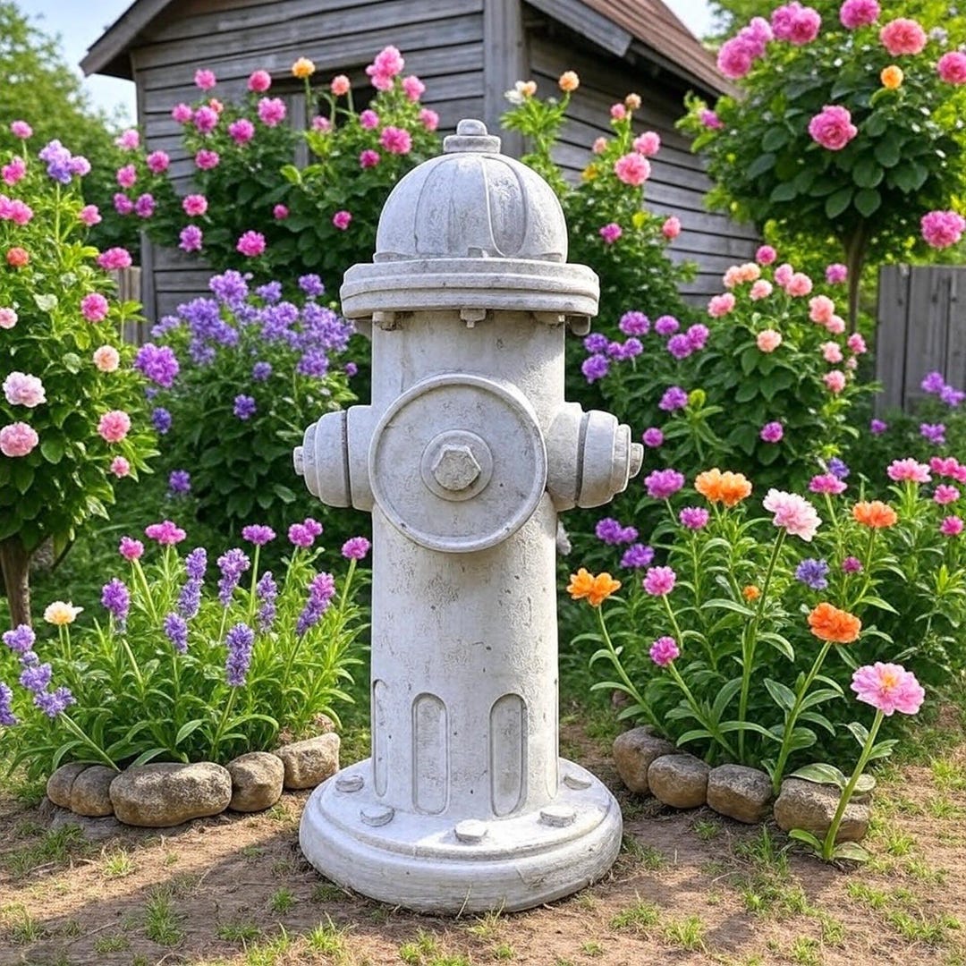 14” Fire Hydrant Garden Statue - Concrete Dog Lawn Ornament Decor ...