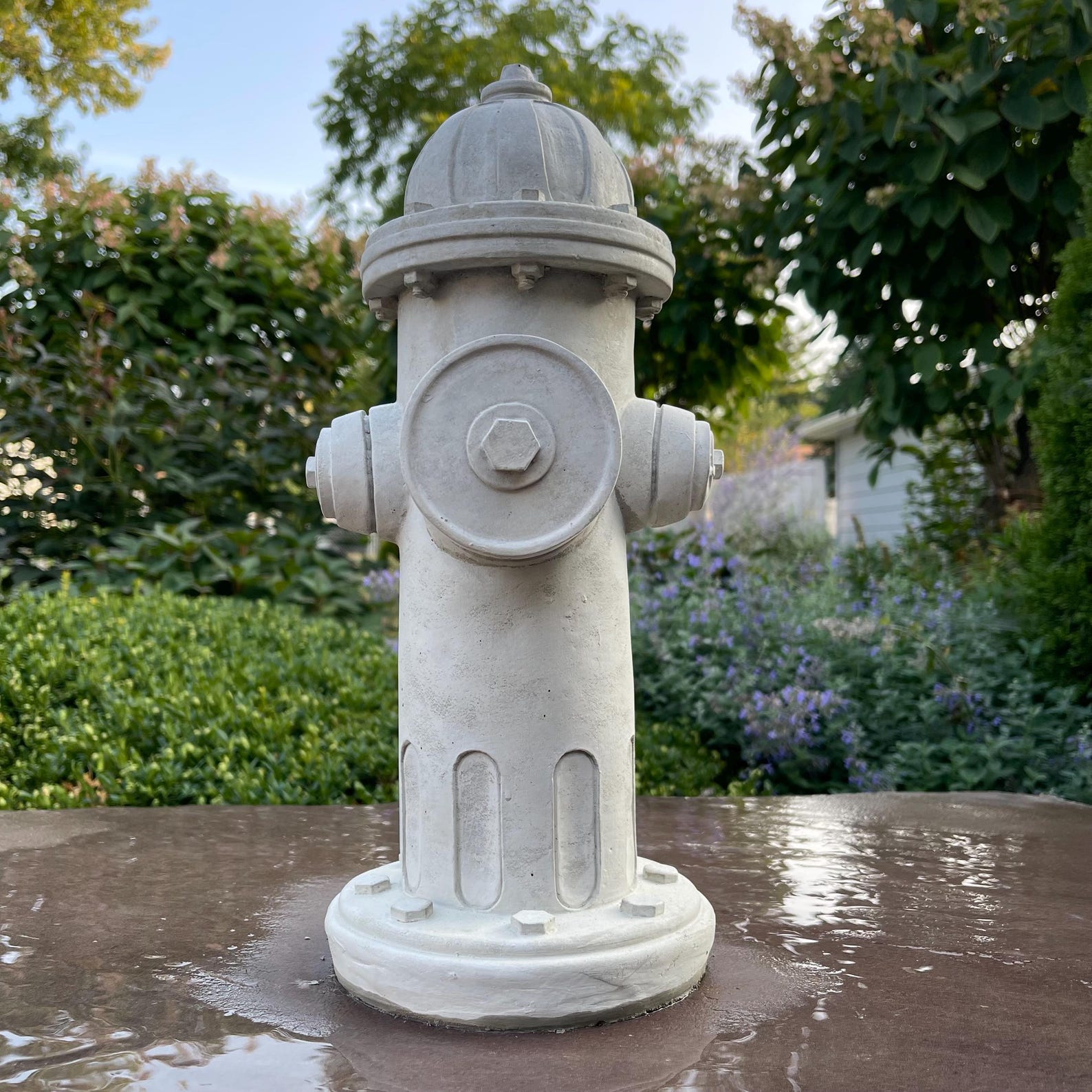 Concrete Fire Hydrant Garden Statue 14" Dog Lawn Ornament Memorial Yard ...