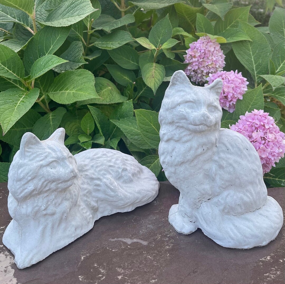 Cat Garden Statue Memorial Concrete Decor Sculpture Figurine ...