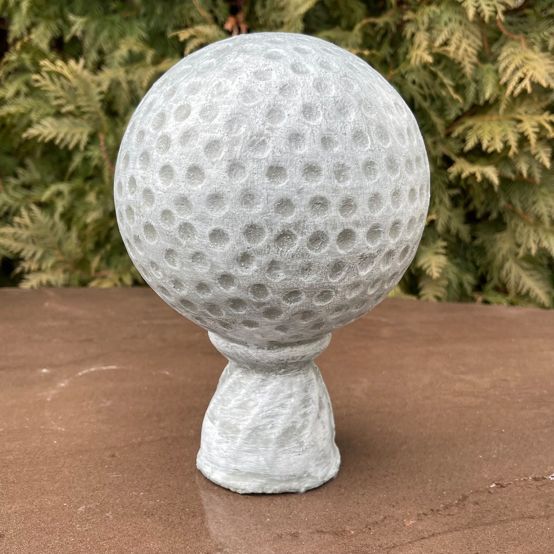 Concrete Golf Ball Garden Statue Large 8 Painted Cement Outside Golpher ...